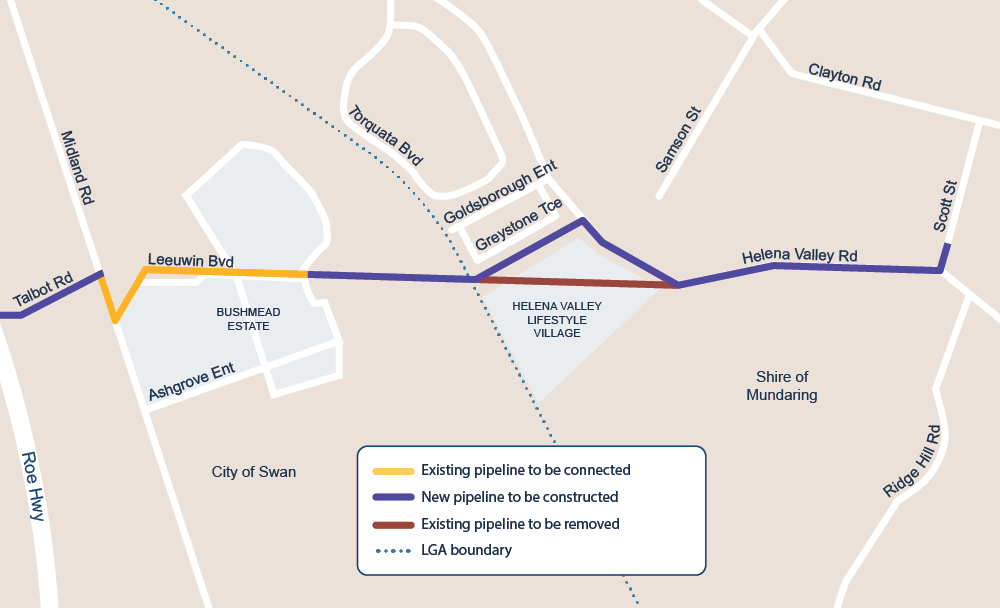 Hazelmere and Helena Valley water pipeline | Water Corporation WA